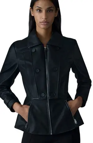 Mackage Barbara Leather Peplum Jacket - Black