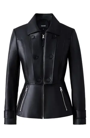 Mackage Barbara Leather Peplum Jacket - Black