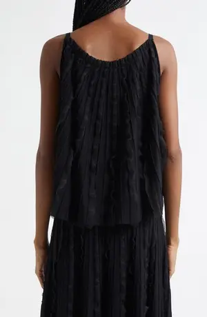 Emporio Armani Pleated Mixed Media Tank