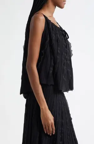 Emporio Armani Pleated Mixed Media Tank