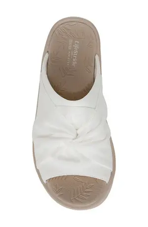 LIFESTRIDE Bzees Smile 3 Open Toe Wedge Slide Sandal Wide Width Available - White