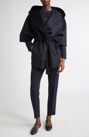 Max Mara Yana Knot Button Cady Crop Jacket - Navy