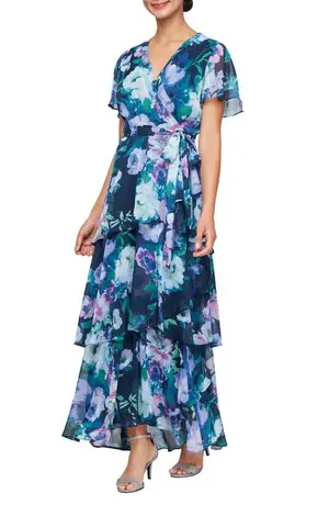 SL FASHIONS Floral Tiered Gown
