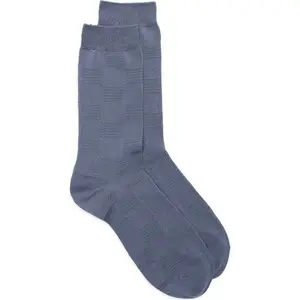 Nordstrom Textured Check Viscose Blend Socks - Grey Grisaille