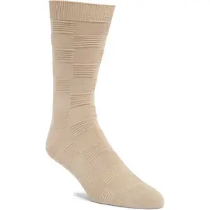 Nordstrom Textured Check Viscose Blend Socks - Khaki