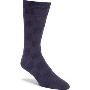 Nordstrom Textured Check Viscose Blend Socks Navy