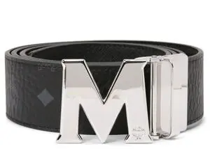 Mcm Claus M Reversible Belt Visetos 1.75w 51in/130cm - Black