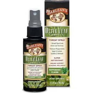 BARLEANS ORGANIC OILS Olive Leaf Complex Throat Spray Peppermint 45 Milliliters - One-color