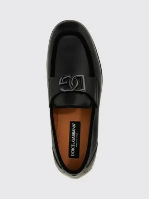 Dolce & Gabbana Leather Loafers With Dg Monogram - Black