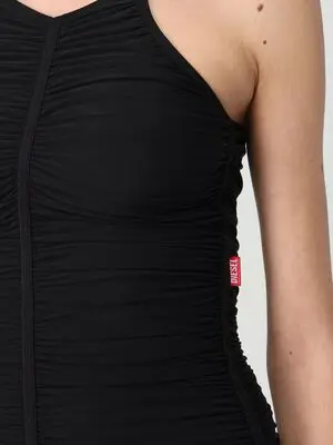 DIESEL® Ruched Mesh Maxi Dress - Black