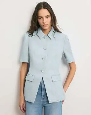 Veronica Beard Bodie Jacquard Blazer - Blue Stream