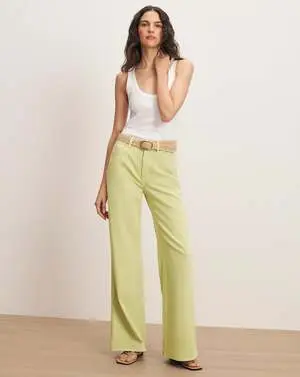 Veronica Beard Kasey Wide-Leg Jeans Pistachio