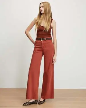 Veronica Beard Kasey Wide-Leg Jeans Rust