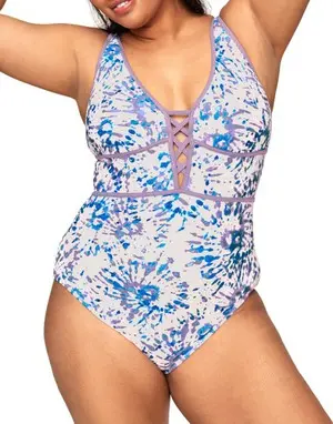 ADORE ME Andressa Swimwear One-piece - Tie Dye White