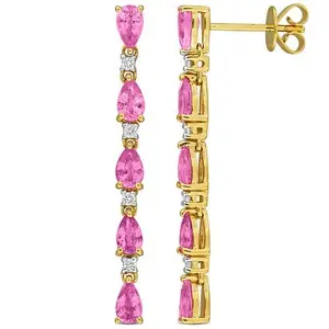 JULIANNA B. 14k Yellow Gold And Diamond Drop Earrings - Pink Sapphire