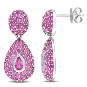 JULIANNA B. Gemstone Cluster Dangle Earrings - Pink Sapphire