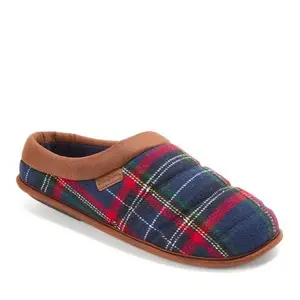 DEARFOAMS Asher Marled Knit Clog Slipper - Blue Plaid