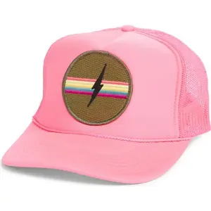 FRIDAY FEELIN’ Lightening Bolt Patch Trucker Hat - Pink