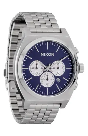 Nixon Time Teller Chronograph Bracelet Watch - Silver/midnight/silver