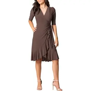 KIYONNA Whimsy Midi Wrap Dress - Java