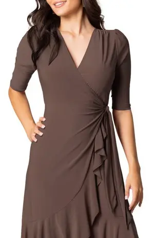 KIYONNA Whimsy Midi Wrap Dress - Java