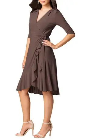 KIYONNA Whimsy Midi Wrap Dress - Java