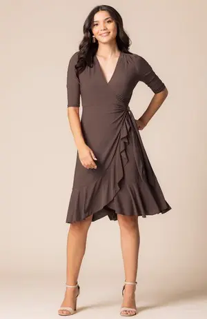 KIYONNA Whimsy Midi Wrap Dress - Java