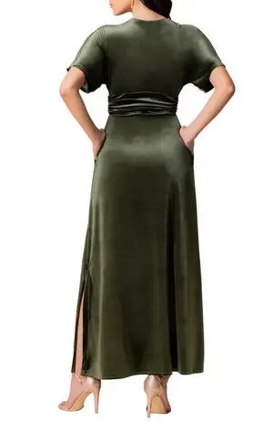 KIYONNA Verona Velvet Gown - Olive