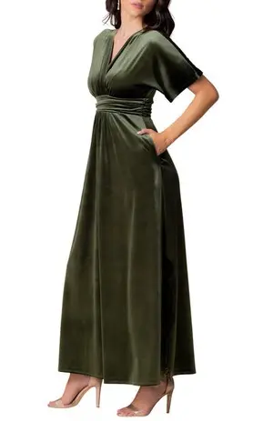 KIYONNA Verona Velvet Gown - Olive