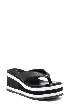 KELSI DAGGER BROOKLYN Gigi Striped Platform Wedge Flip Flop
