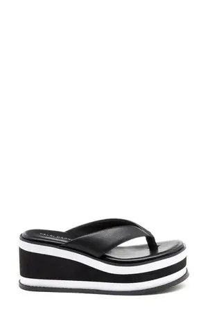 KELSI DAGGER BROOKLYN Gigi Striped Platform Wedge Flip Flop