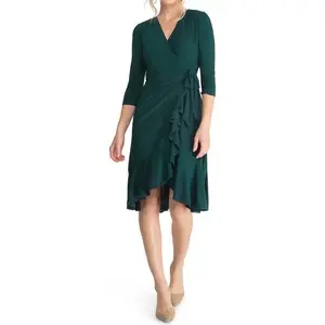 KIYONNA Whimsy Midi Wrap Dress - Hunter Green