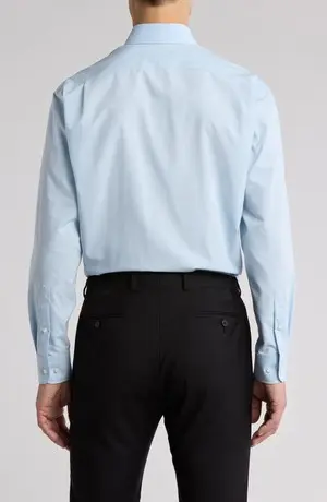 Nordstrom Non-iron Traditional Fit Solid Cotton Dress Shirt - Blue Skyway