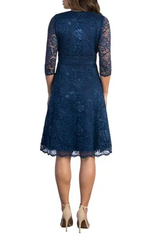 KIYONNA Lace Midi Dress - Navy Blue