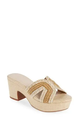 CHOCOLAT BLU Gen Platform Raffia Sandal - Tan Raffia