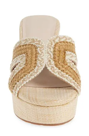 CHOCOLAT BLU Gen Platform Raffia Sandal - Tan Raffia