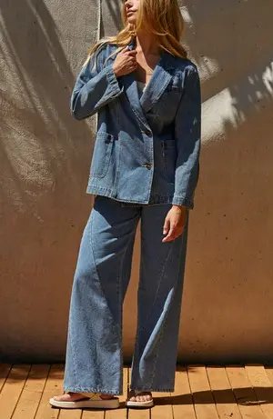 CRESCENT Double-breasted Denim Blazer