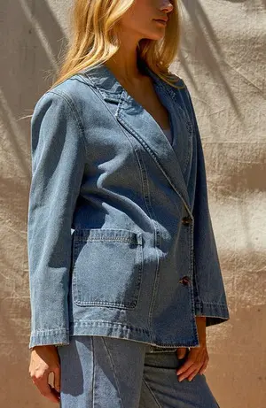 CRESCENT Double-breasted Denim Blazer