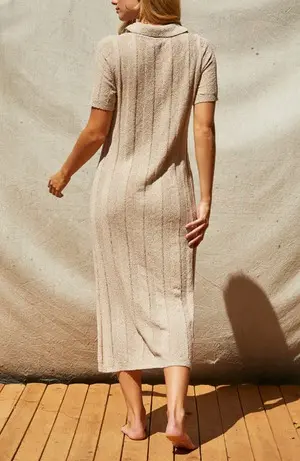 CRESCENT Ribbed Knit Polo Dress