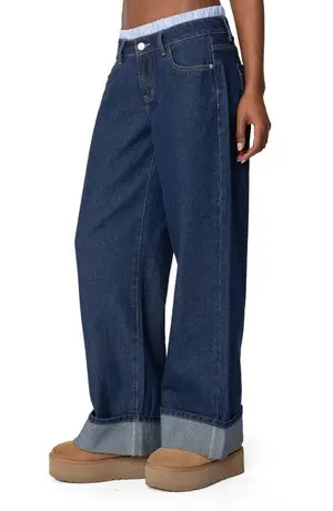 EDIKTED Low Rise Wide Leg Jeans