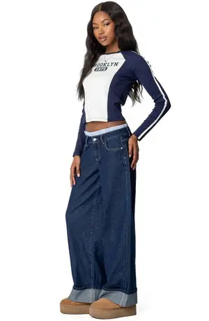 EDIKTED Low Rise Wide Leg Jeans