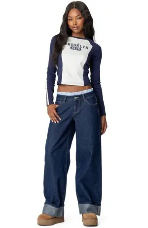 EDIKTED Low Rise Wide Leg Jeans