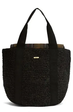 Barbour Lily Beach Raffia Tote - Black