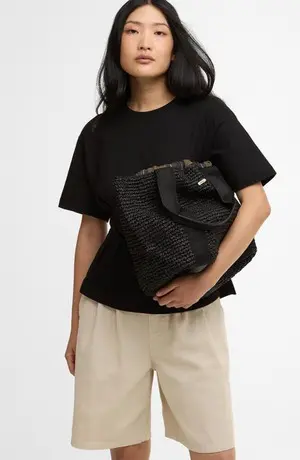 Barbour Lily Beach Raffia Tote - Black