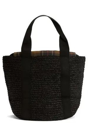 Barbour Lily Beach Raffia Tote - Black