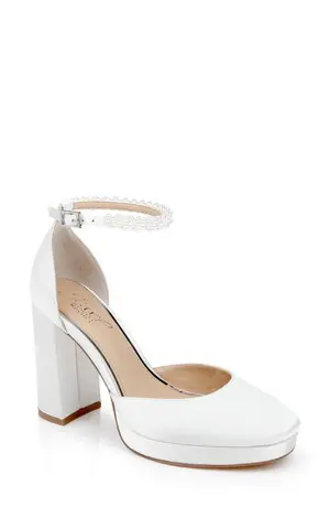 Badgley Mischka Embellished Platform Pumps - Ivory Satin