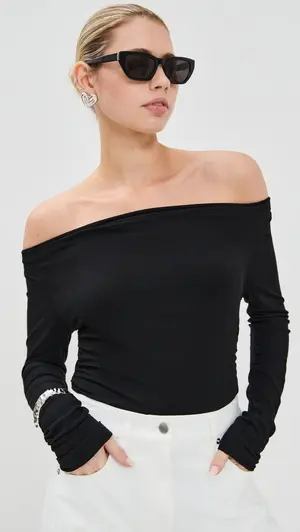 LE BOP Scarlet Off-shoulder Top - Black