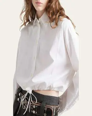 Prada Drawstring Poplin Shirt - Bianco
