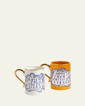 L'Objet X Ruan Hoffmann Bonjour Sweetheart & Mother 13.5 Oz. Mugs, Set Of 2 - Multi