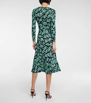 Diane Von Furstenberg Printed Ruched Midi Dress